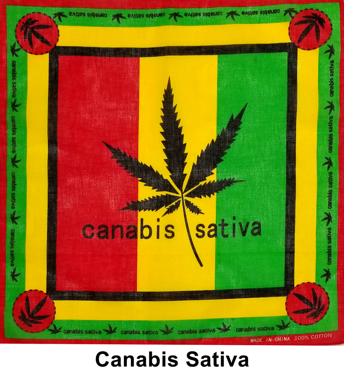 Cannabis Sativa Marijuana Design Print Cotton Bandana (22 inches x 22 ...